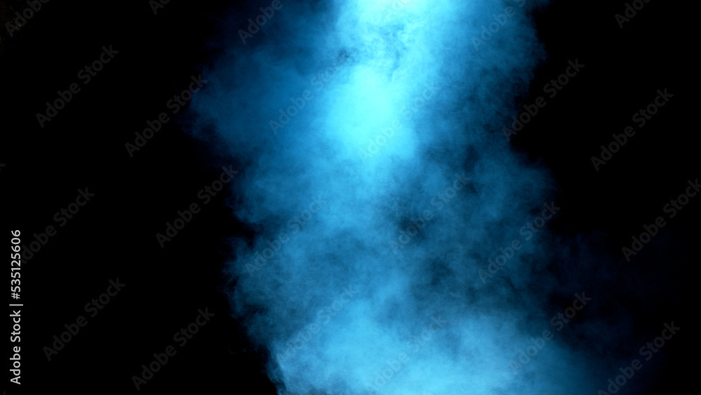 Scene glowing blue smoke. Atmospheric smoke, abstract color background ...