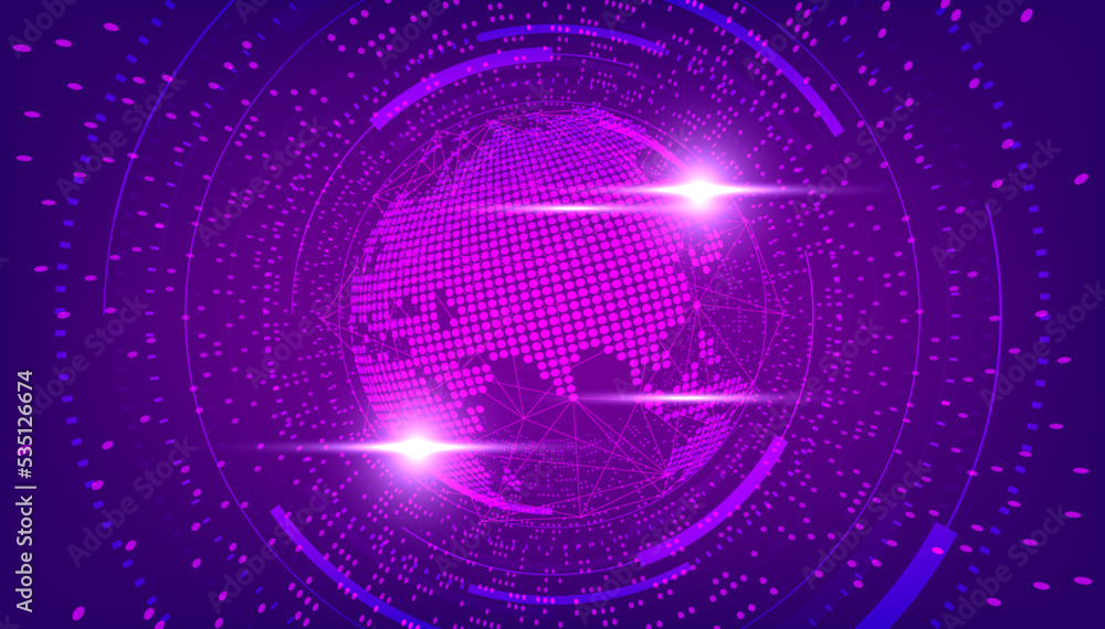 Global Network Connection Abstract Earth Map Big Data Visualization Background Vector Stock