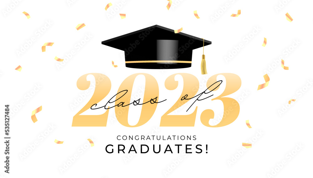 Graduation ceremony banner. Class of 2023 Congratulations graduates ...