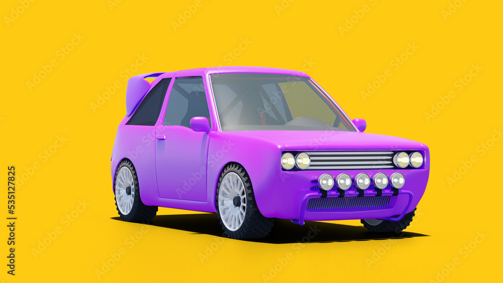 Cartoony Looking Concept Rally car 3d Model Stock Illustration | Adobe ...
