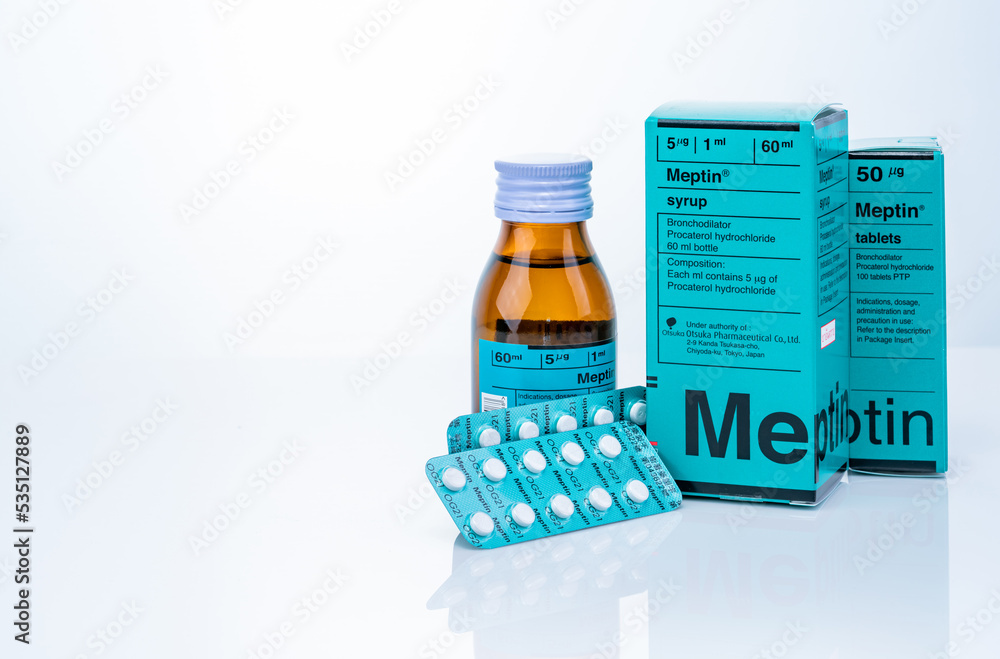 CHONBURI, THAILAND-SEPTEMBER 23, 2022 : Meptin syrup in bottle and ...