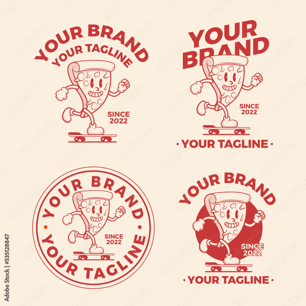 Pizza's logo mascot, retro style art, character design, pizza logo ... Pizza's logo mascot, retro style art, character design, pizza logo ...