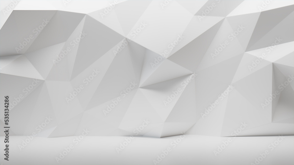 Polygon 3D Wall Background with White Futuristic Surface. Light 3D ...