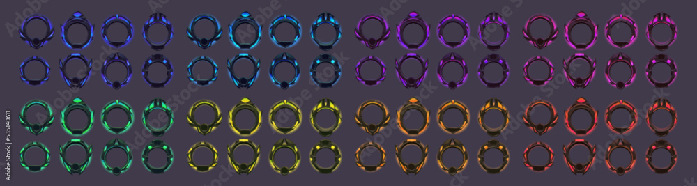 Neon avatar frames, futuristic glowing ski-fi borders, space hud round ...