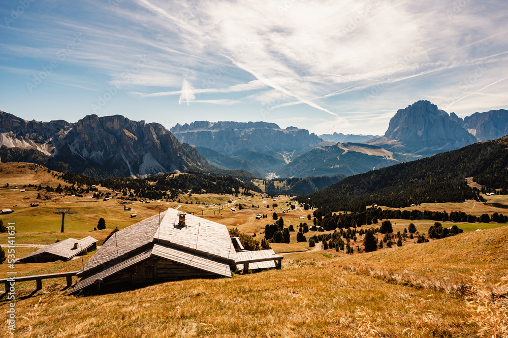 Seceda. Majestic landscape of Alpine red autumn nature Seceda ...