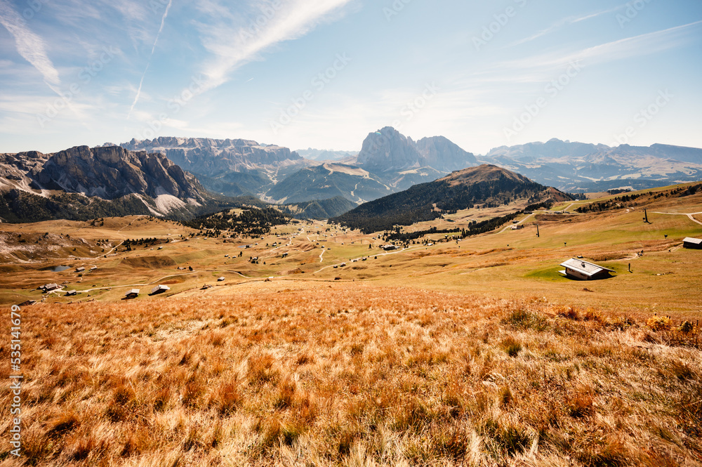 Seceda. Majestic landscape of Alpine red autumn nature Seceda ...