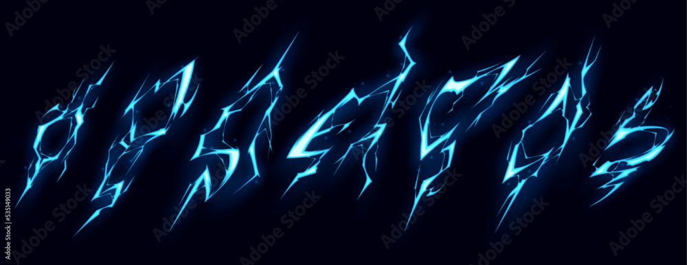 Lightning bolt hit vfx effect. Blue electric or magic thunderbolt ...