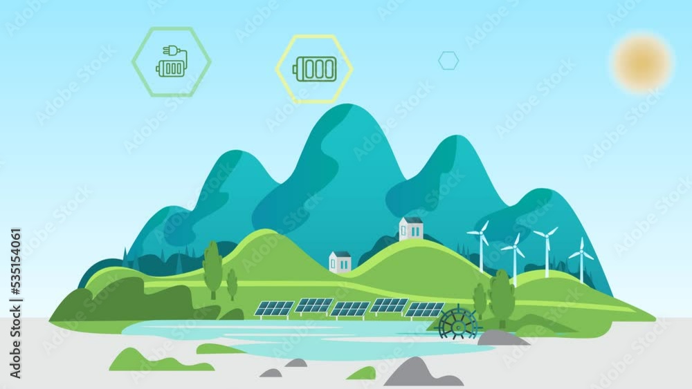 Sustainable Development, and Renewable Energy Concept Showing a Cartoon ...