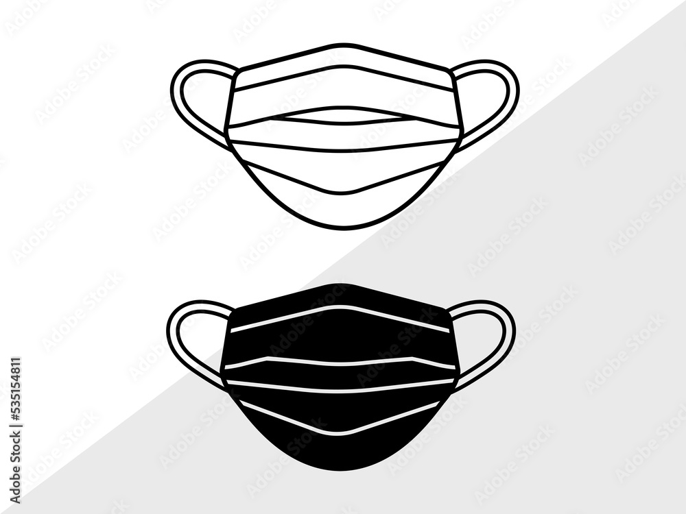 Vetor de Face Mask SVG, Face Mask Silhouette, Quarantine Mask Svg, Face ...