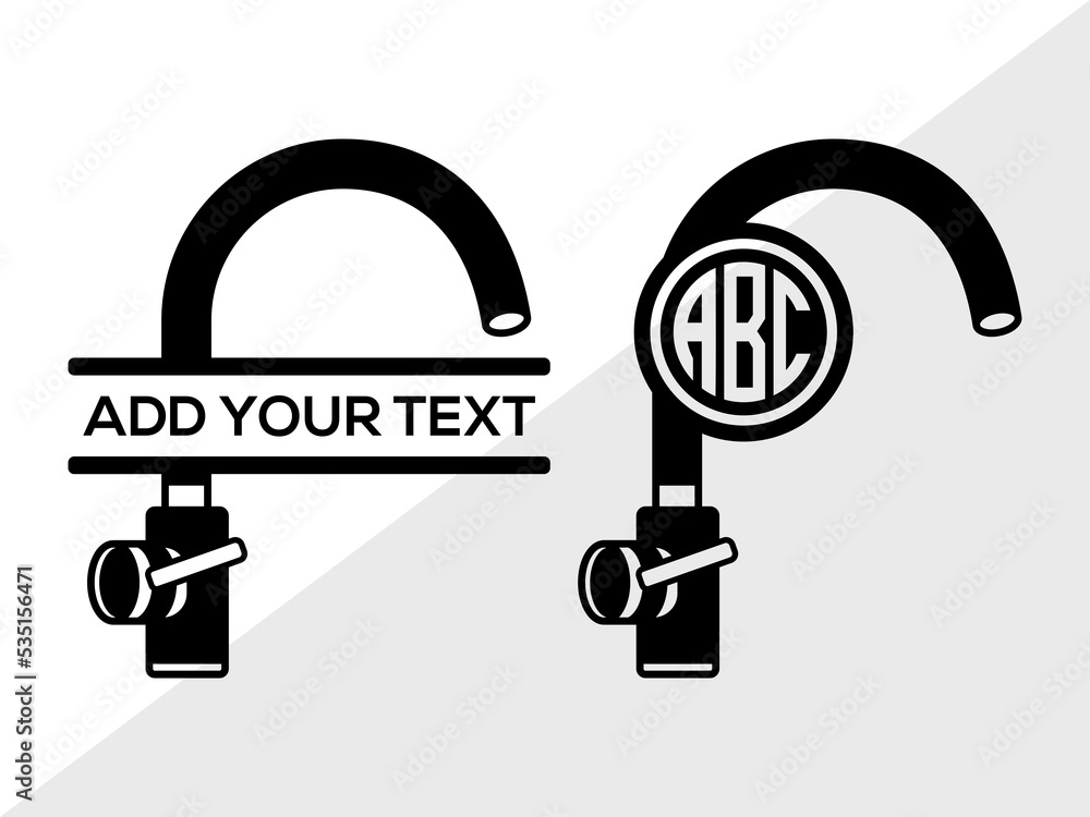 Vecteur Stock Faucet Monogram SVG, Split Monogram SVG, Leaky Tap Svg ...