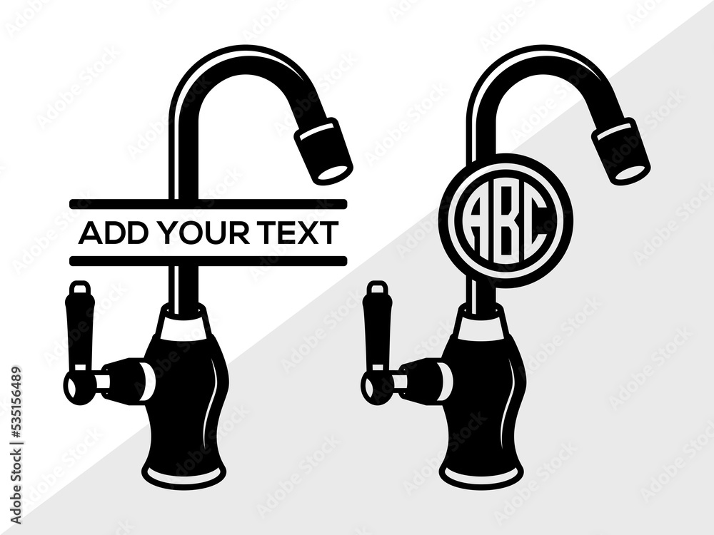 Faucet Monogram SVG, Split Monogram SVG, Leaky Tap Svg, Kitchen Fauce ...