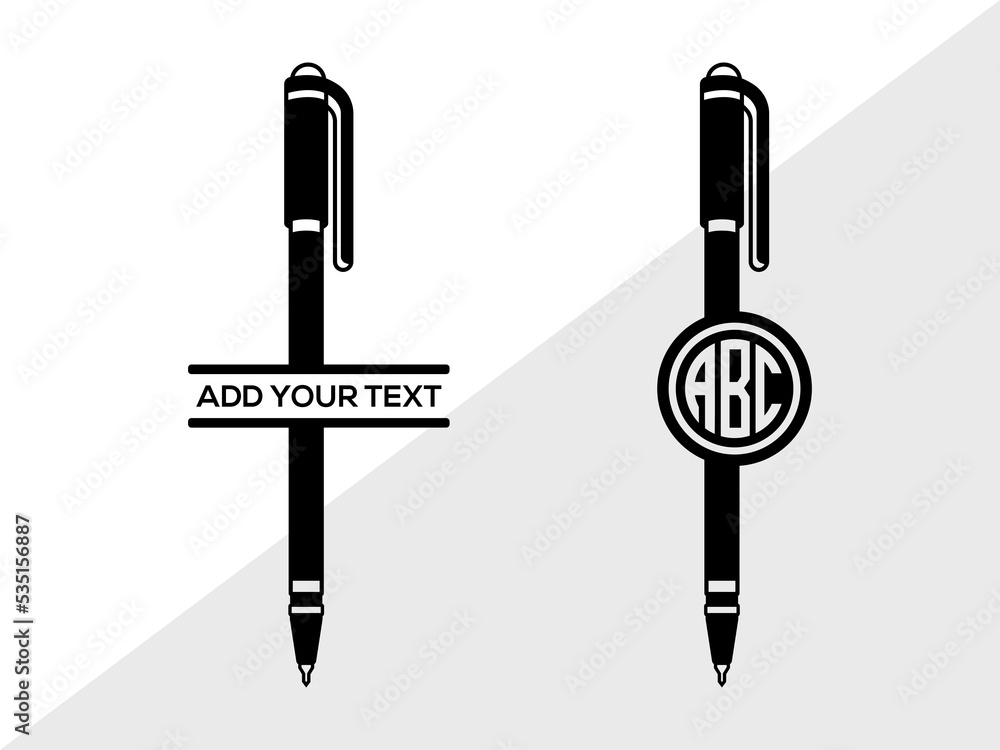 Pen Monogram SVG, Split Monogram SVG, Fountain Pen Svg, Pen Icon Svg ...