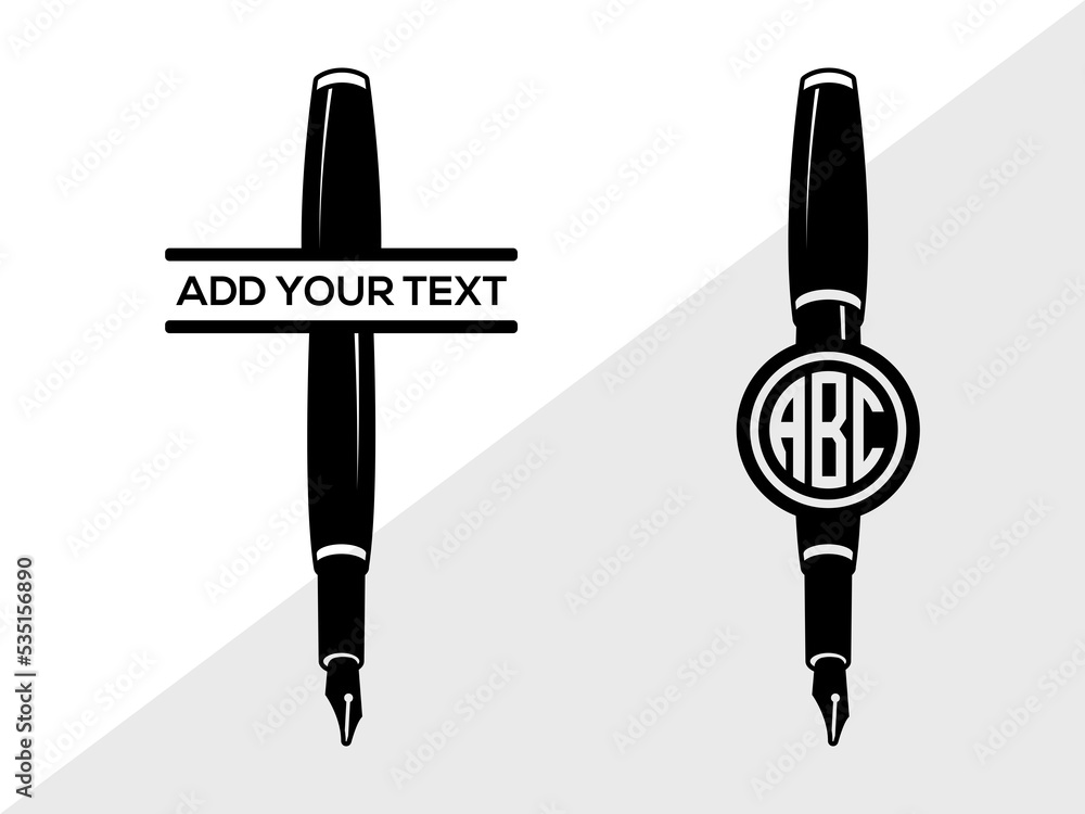 Pen Monogram SVG, Split Monogram SVG, Fountain Pen Svg, Pen Icon Svg ...