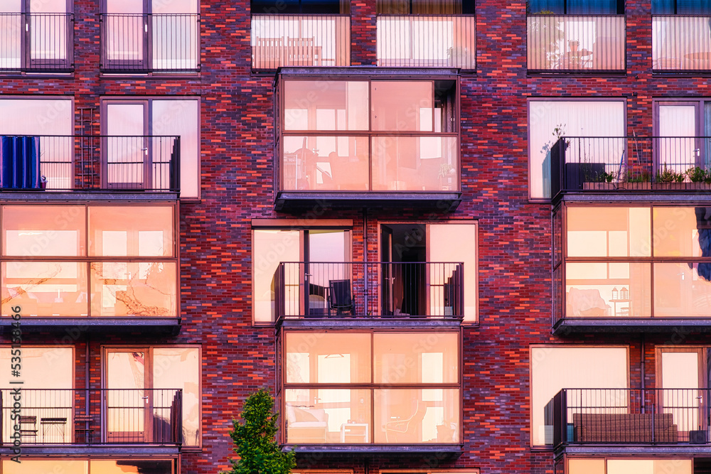 A lot of windows on a skyscraper building. Urban textures and ...