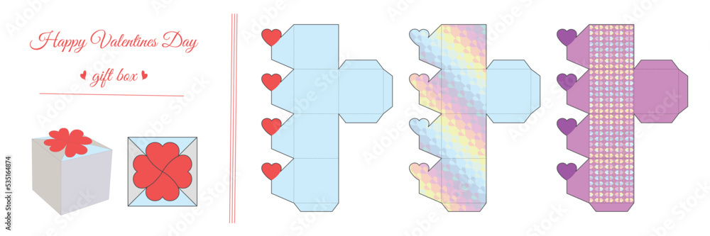 Scheme for assembling a simple gift box for Valentine's Day, birthday ...