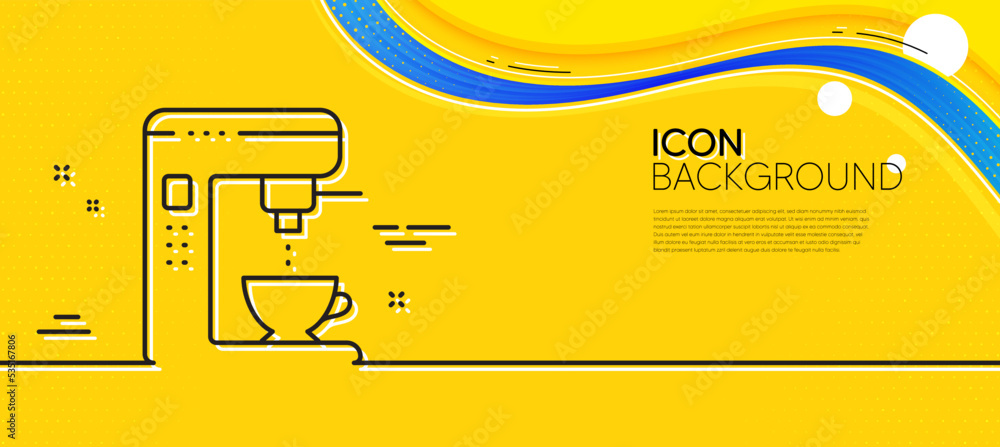Coffee maker line icon. Abstract yellow background. Vending machine ...