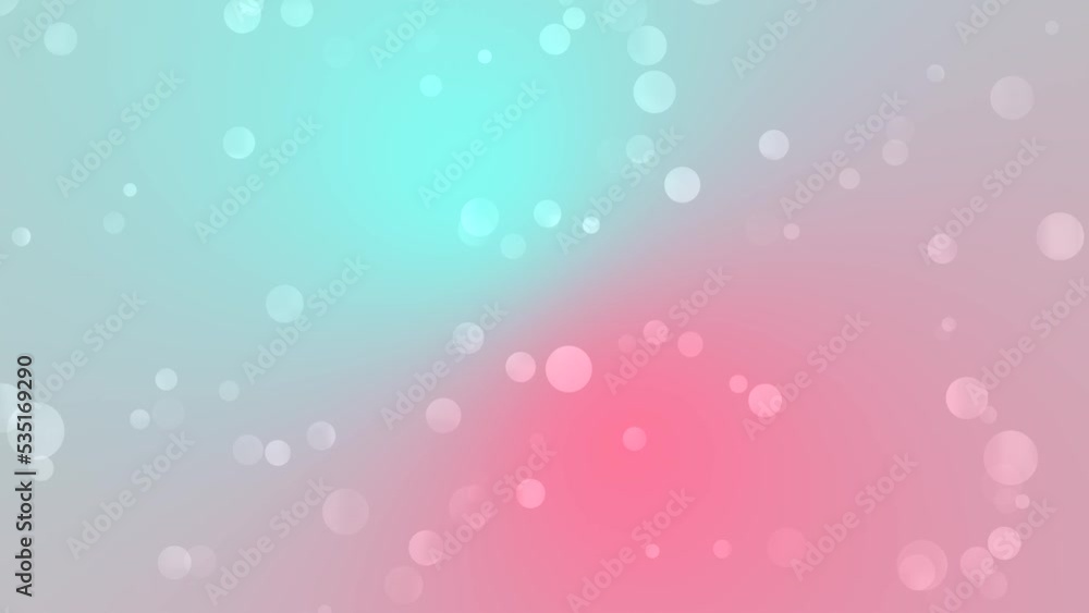 Aquamarine and Tickle Me Pink bokeh gradient background loop motion. Moving bubbles colorful ...