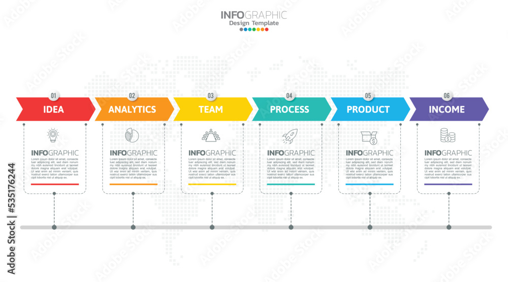 Vetor do Stock: Timeline infographic vector with 6 steps can be used ...