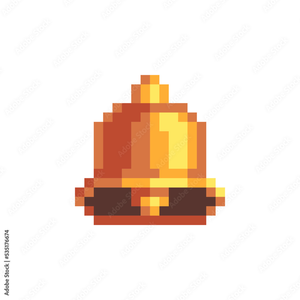 Golden bell icon. Pixel art. Flat style. 8-bit sprite. Isolated vector ...