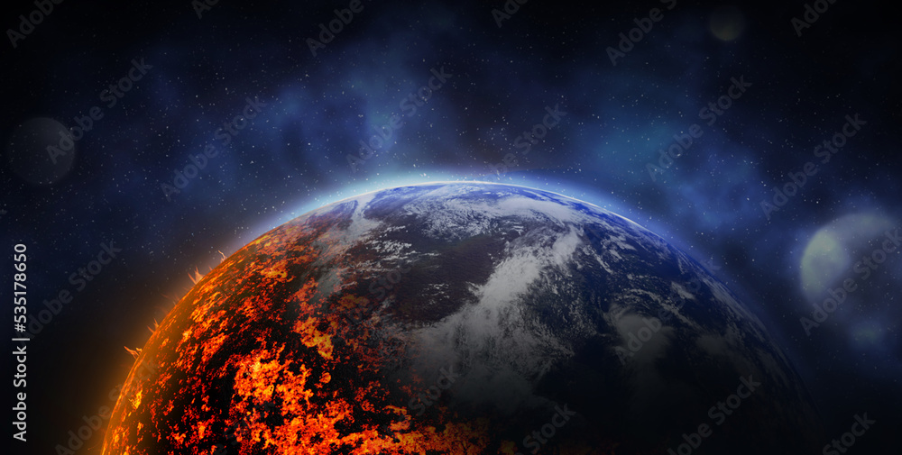 Poster Conceptual photo depicting Earth destroyed by global warming ...