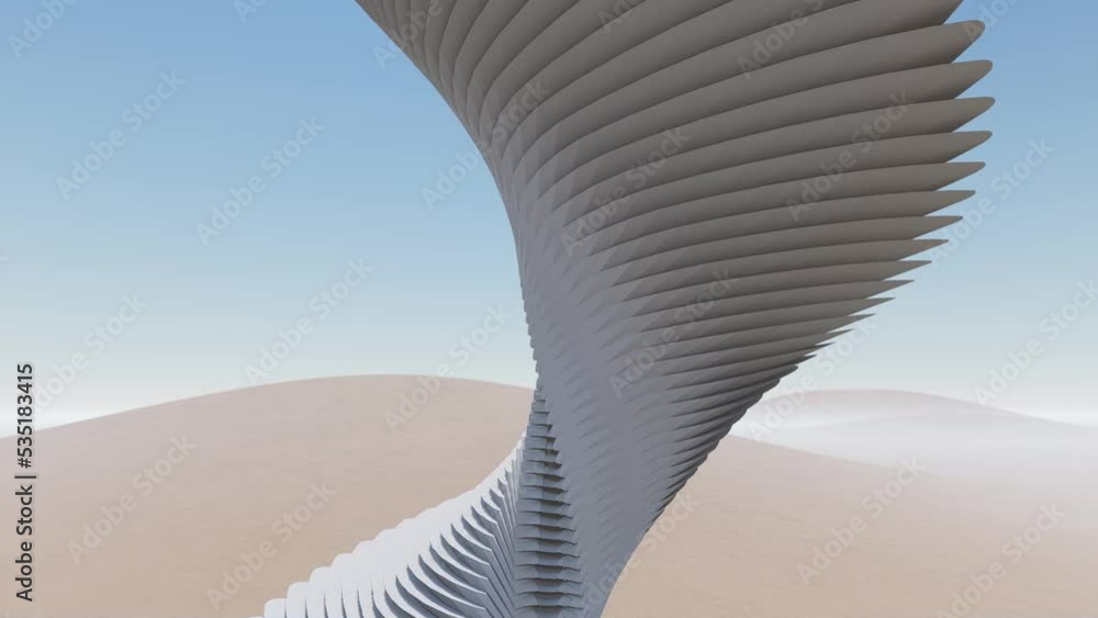 Futuristic architecture rotating spiral structure 3d animation Stock ...