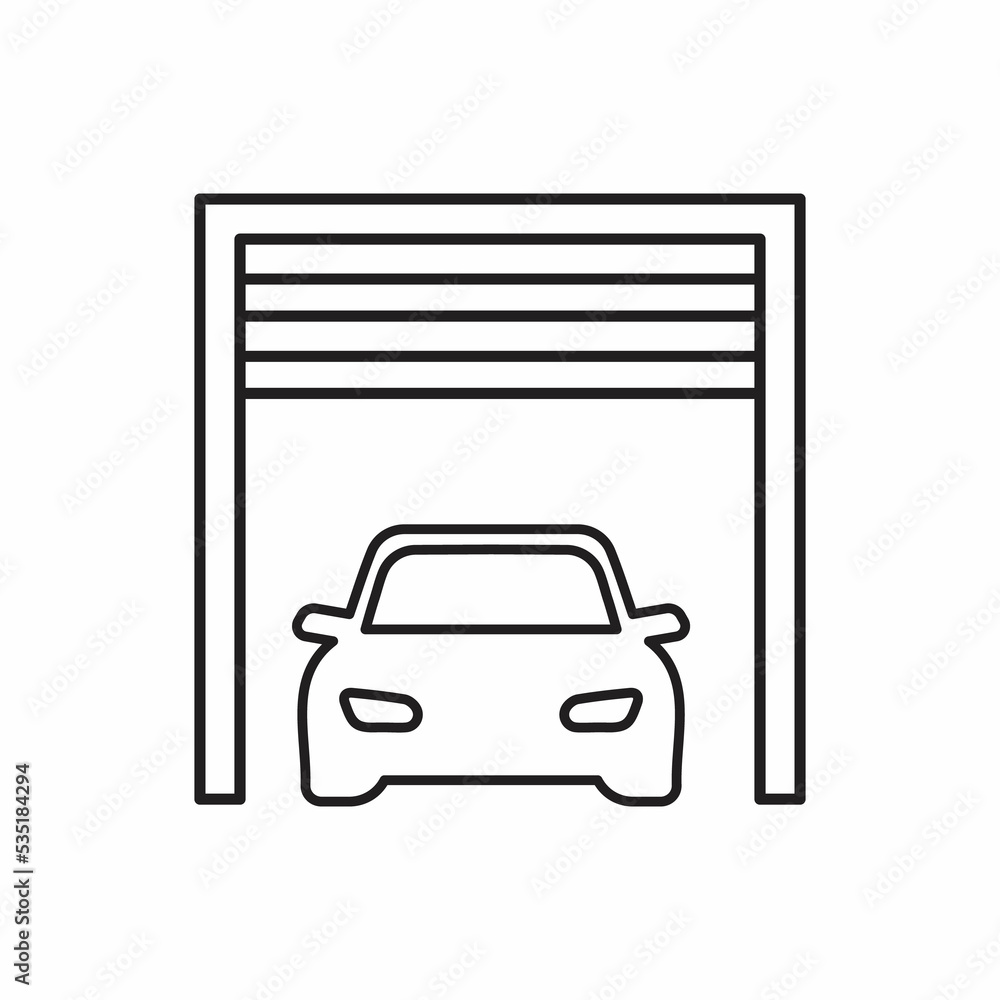 Inside garage, car repair icon. Simple line, outline elements of garage ...