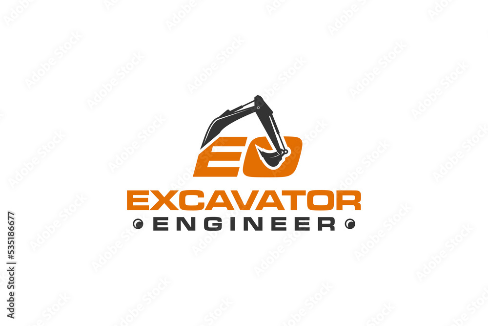Excavator construction logo design, excavator logo element heavy ...