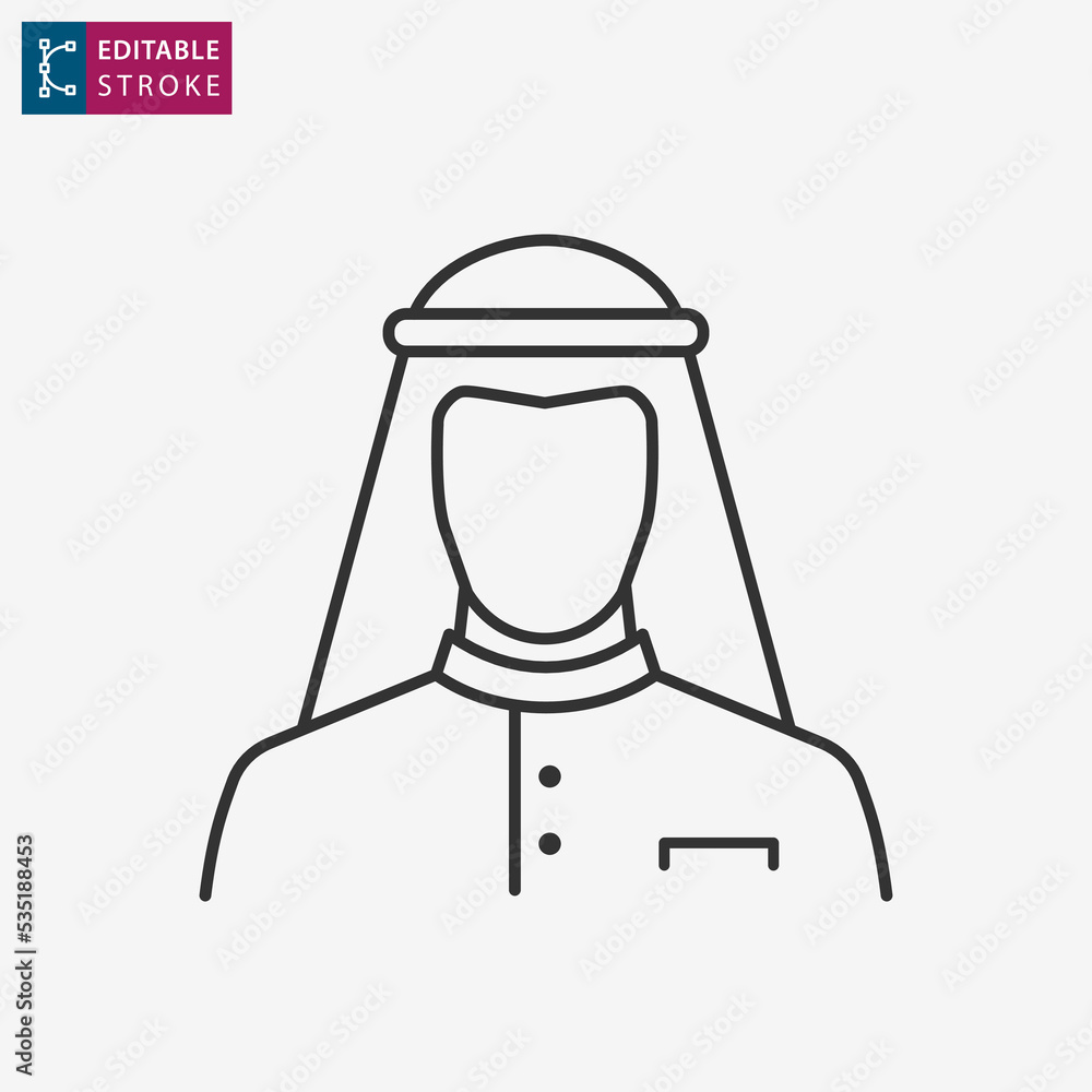 Arab man icon in traditional islamic clothes. Vector illustration ...