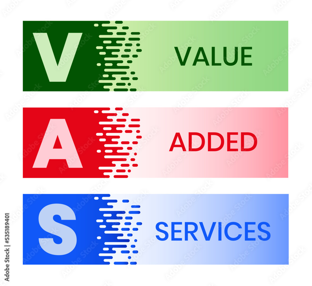 VAS - Value Added Services acronym. business concept background. vector ...
