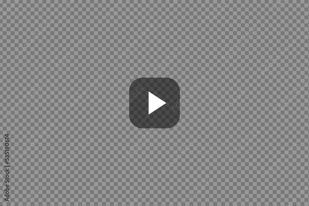 Play video black opacity sign on transparent background with square play button. Vector ...