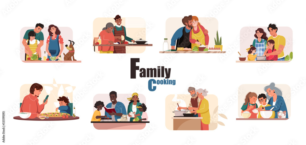 Family Cooking Clipart