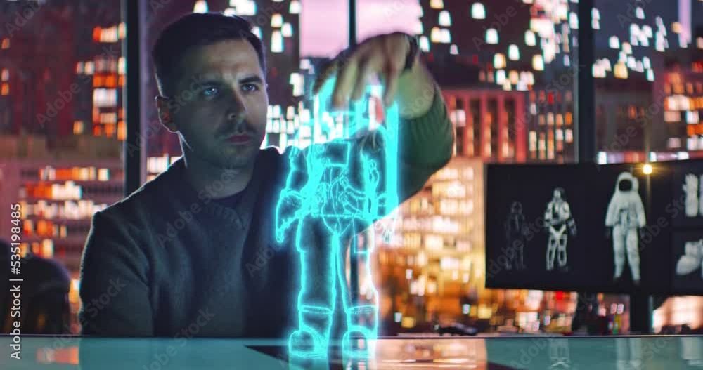 Male Engineer Developer of Space Suits and Space Gea Working with ...