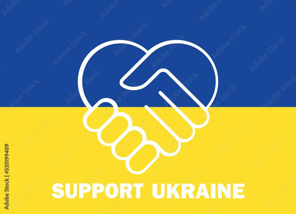 Handshake symbol in the colors of the national flags of Ukraine ...