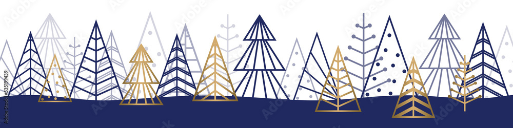 Christmas banner with abstract trees - transparent background. PNG ...