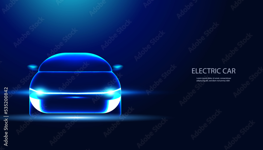 Abstract electric cars In the illustration, electric cars are powered ...