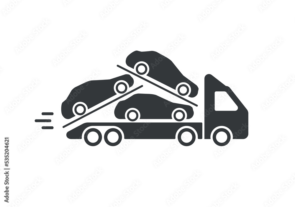 Car carrier icon. Car delivery. The cars are on a truck Stock Vector ...
