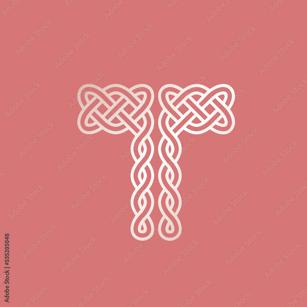 Letter T monogram logo.Calligraphy icon.Intertwined alphabet initial ...