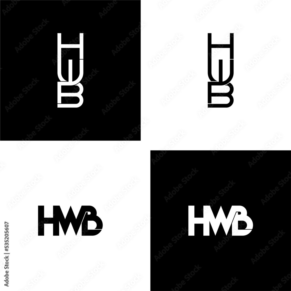 hwb lettering initial monogram logo design set Stock Vector | Adobe Stock