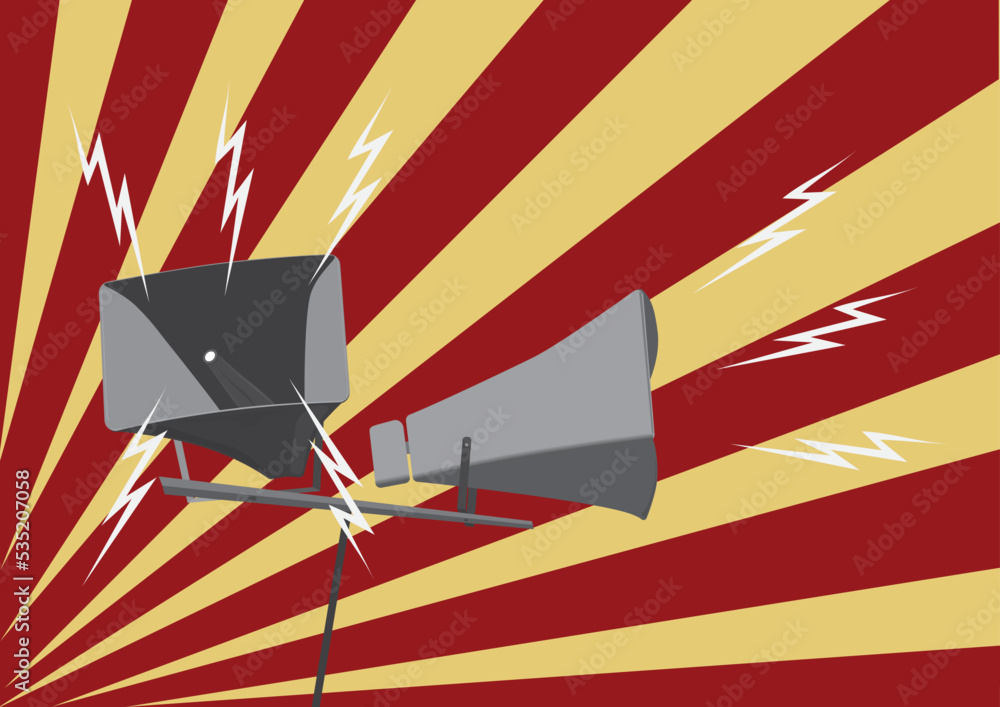 Propaganda and fake news concept. Megaphones and loudspeaker. Communist ...
