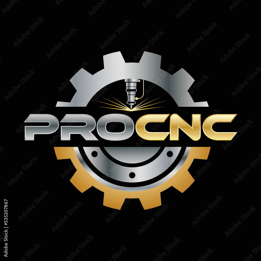Professional CNC Machine Business Logo Design Template vector de Stock ...