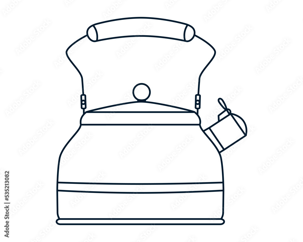 Teapot. Outline drawing. Close-up. Graphics. Vector. Sketch. Sketch ...