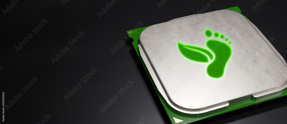 Technology data chip Carbon Footprint symbol, zero emission concept ...
