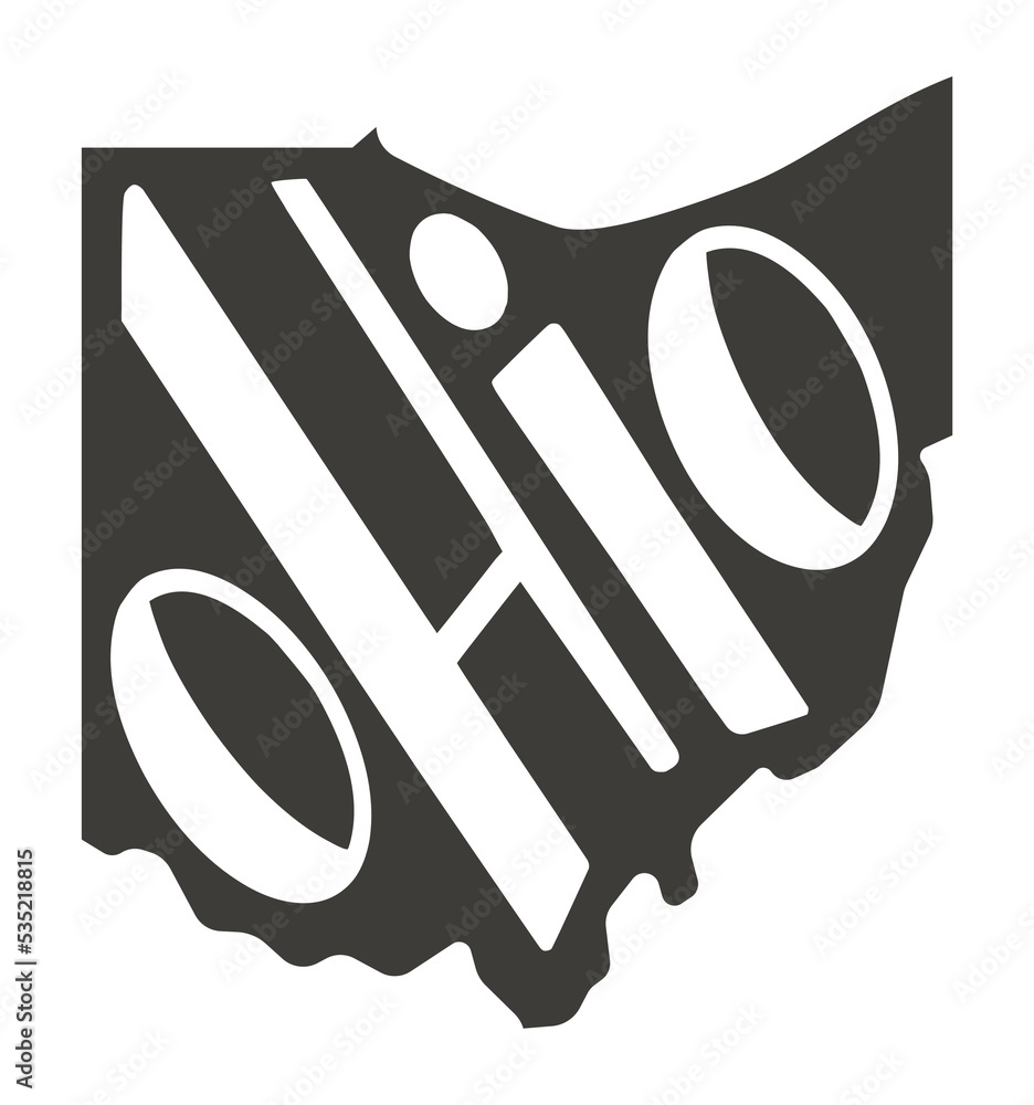 Ohio silhouette state. Ohio map with text script. Vector outline ...
