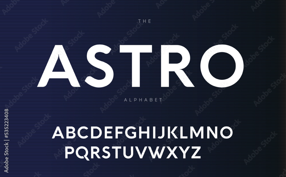 ASTRO Sports minimal tech font letter set. Luxury vector typeface for ...