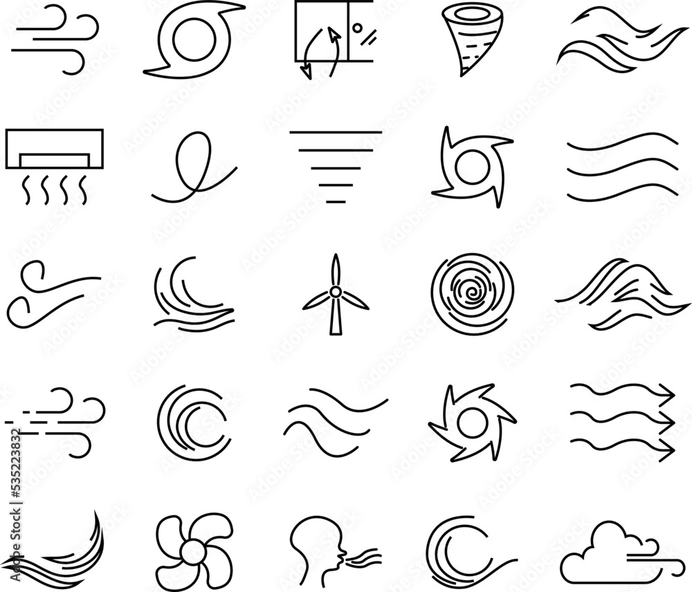 Wind icons. Whirlwind sign. Tornado. Hurricane. Hurricane - storm ...