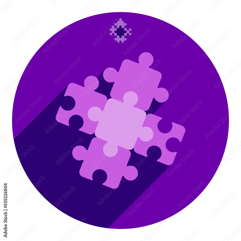 icon, logo of five puzzles. flat style logo of five puzzles. purple ...