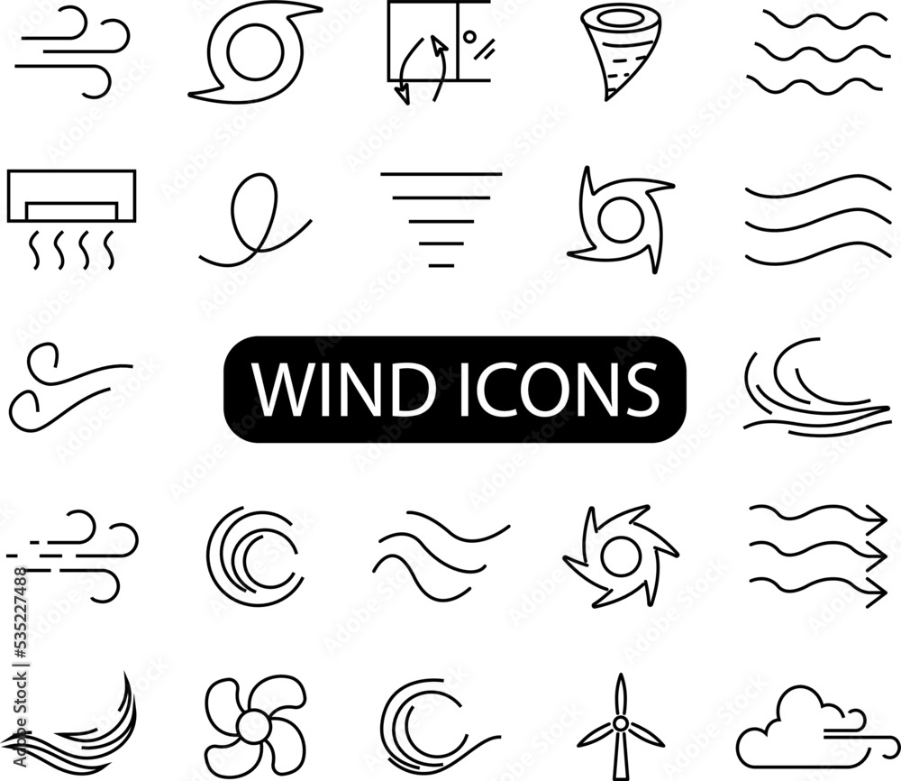 Wind icons. Whirlwind sign. Tornado. Hurricane. Hurricane - storm ...