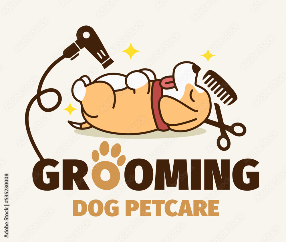 Dog or pet grooming and washing logo design template. Pet Care salon ...
