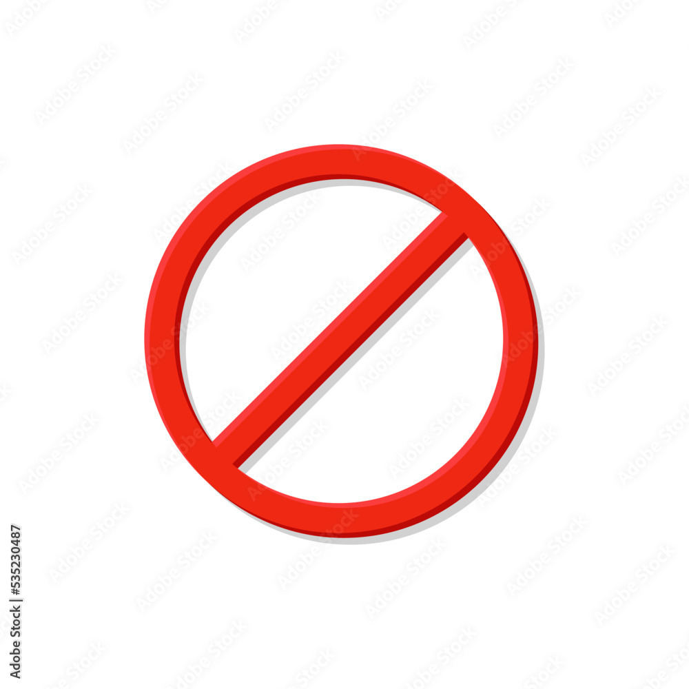 Red prohibition sign. Circle with crossed out line ban symbol and ...