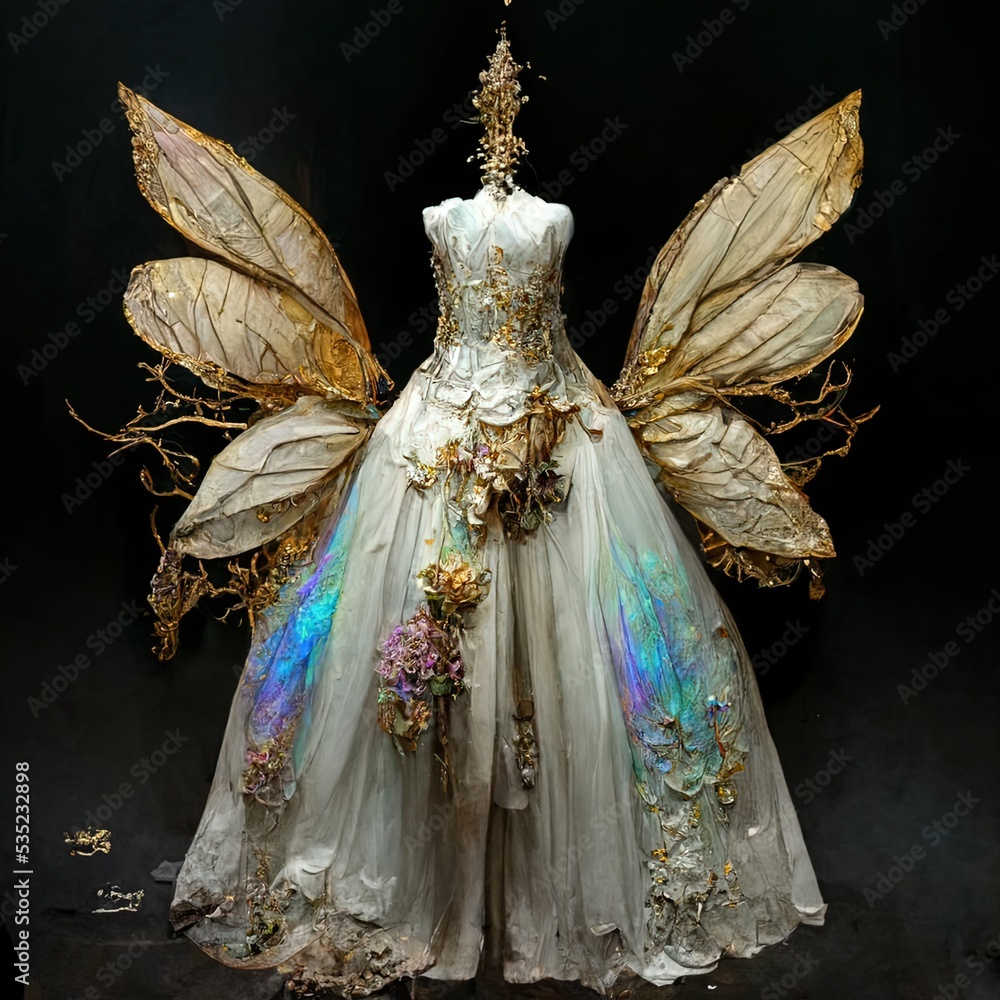 Rococo Style Wedding Dress with Fairy Wings - Digital Art, Concept Art ...